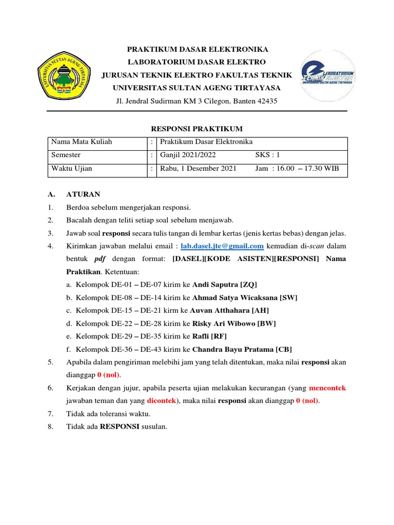 Responsi Praktikum Elektronika | PDF