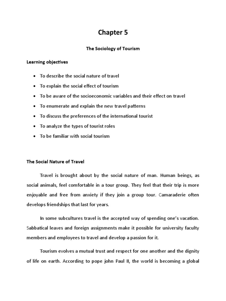 Chapter 5-Sociology of Tourism. | PDF | Tourism | Autonomy