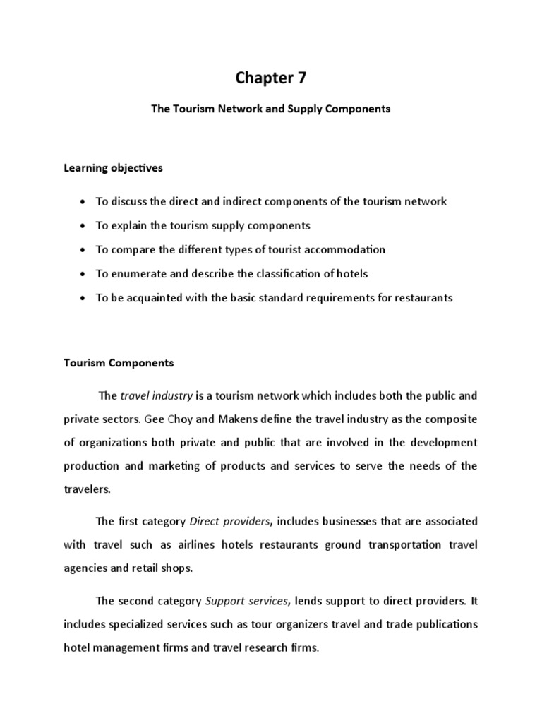 Chapter 7-The Toruism and Network Supply | PDF | Hotel | Tourism
