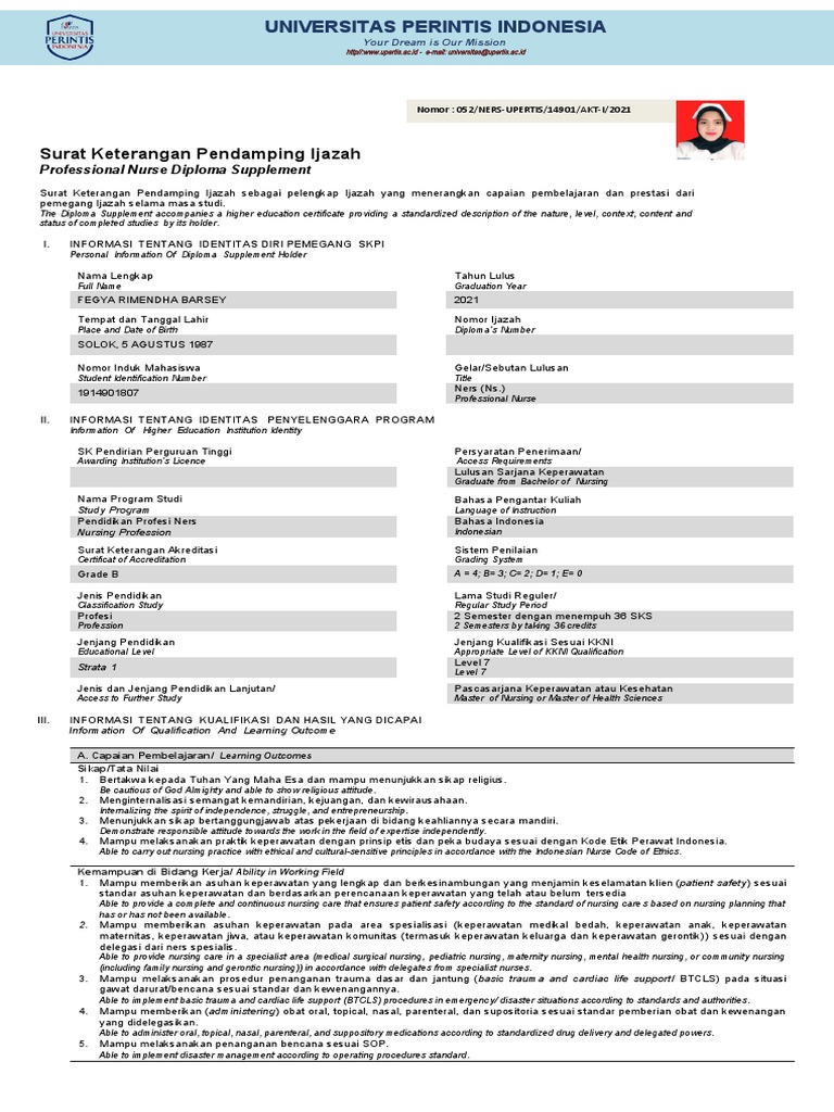 Format Skpi Fegya | PDF