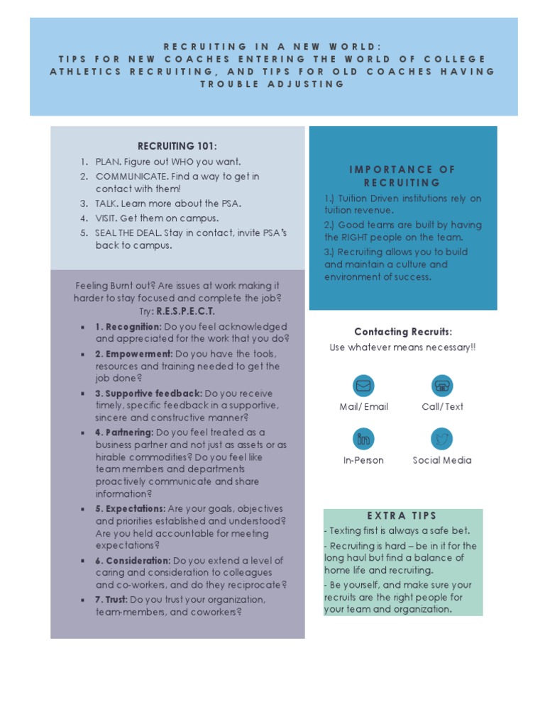 Recruiting Tips for New College Coaches | PDF | Communication | Human ...