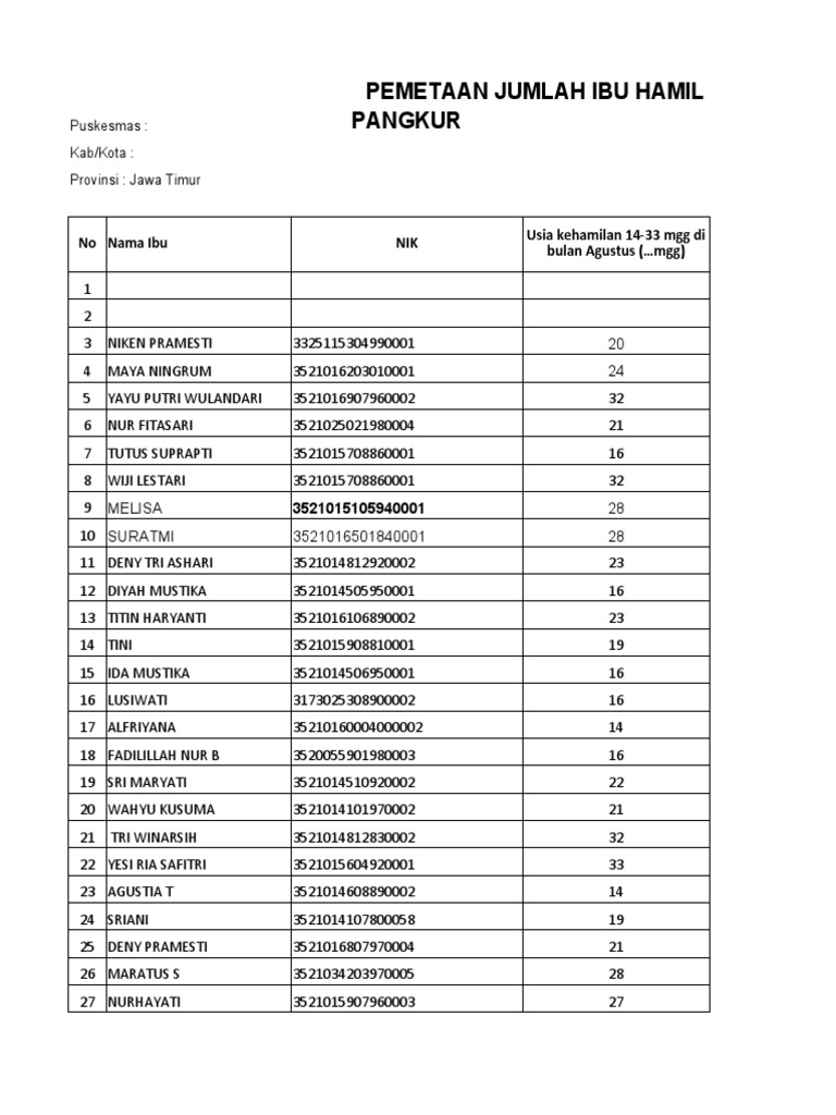 Pendataan Vaksin Bumil Kendal | PDF