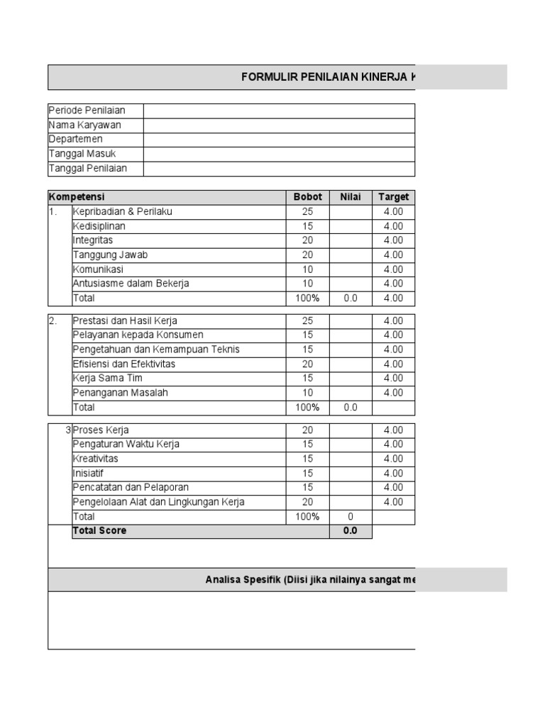 Form Evaluasi Karyawan | PDF