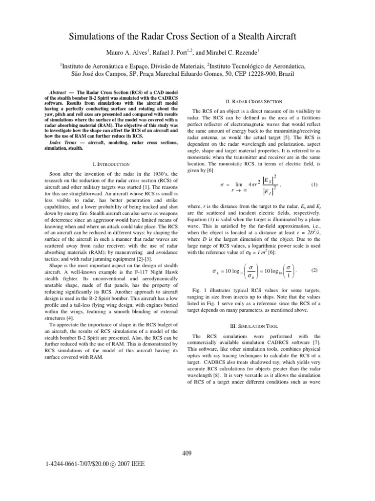 Simulations of The Radar Cross Section of A Stealth Aircraft | PDF ...