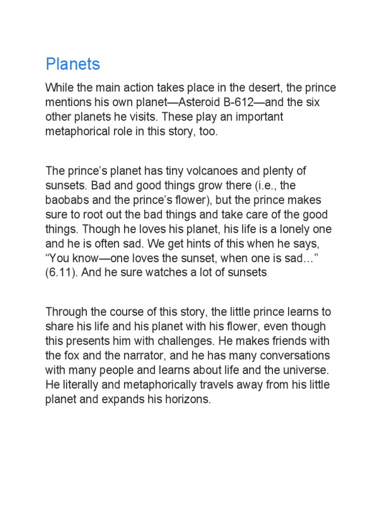 Planets | PDF | The Little Prince