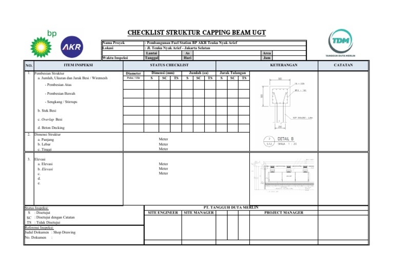 Form Checklist Capping Beam UGT | PDF