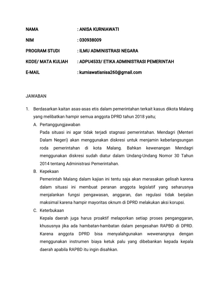 Tugas 3 Etika Administrasi Pemerintahan | PDF