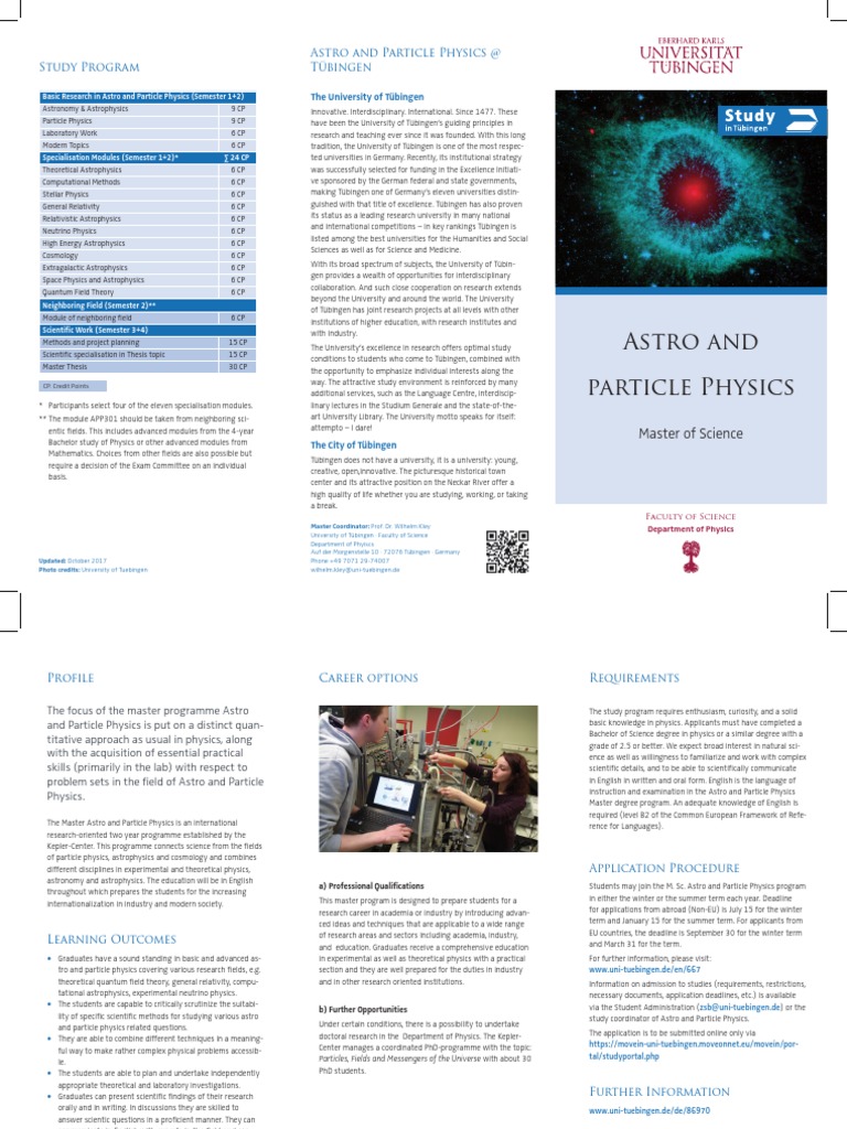 Astro and Particle Physics at Tübingen Study Program | PDF | Physics ...