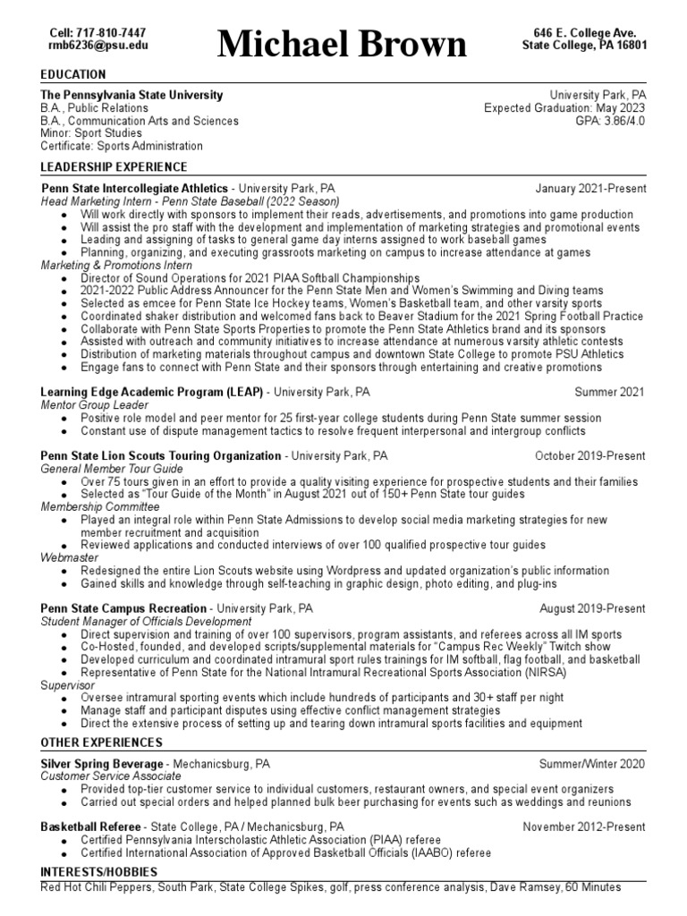 Final PDF Learfield Resume | PDF | Pennsylvania State University