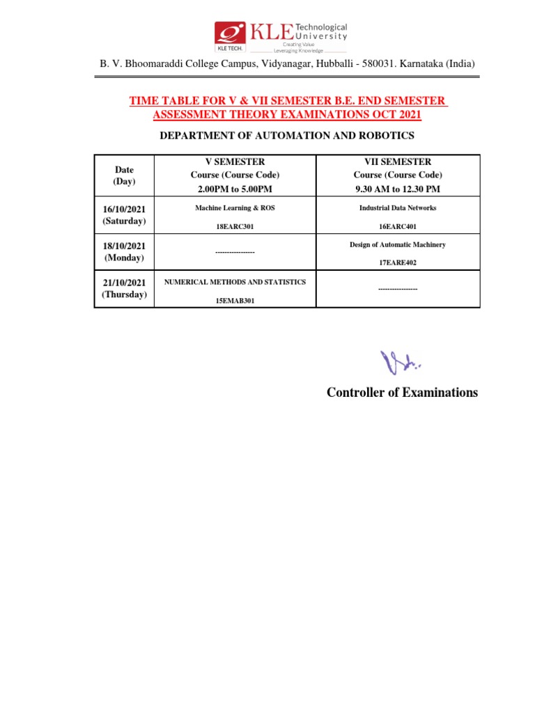 Time Table OCT 2021 | PDF | Engineering | Academic Term