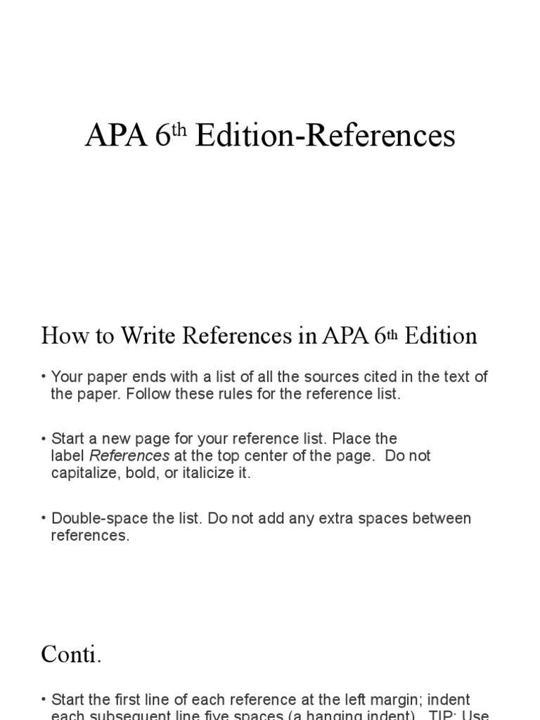 APA 6th Edition Reference Guide | PDF