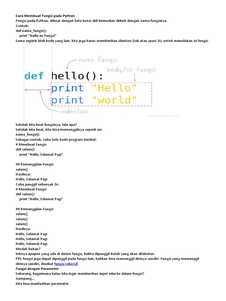 Cara Membuat Fungsi Pada Python | PDF