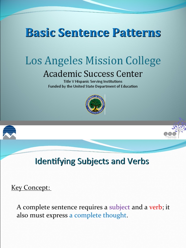 Basic Sentence Pattern | PDF | Subject (Grammar) | Verb