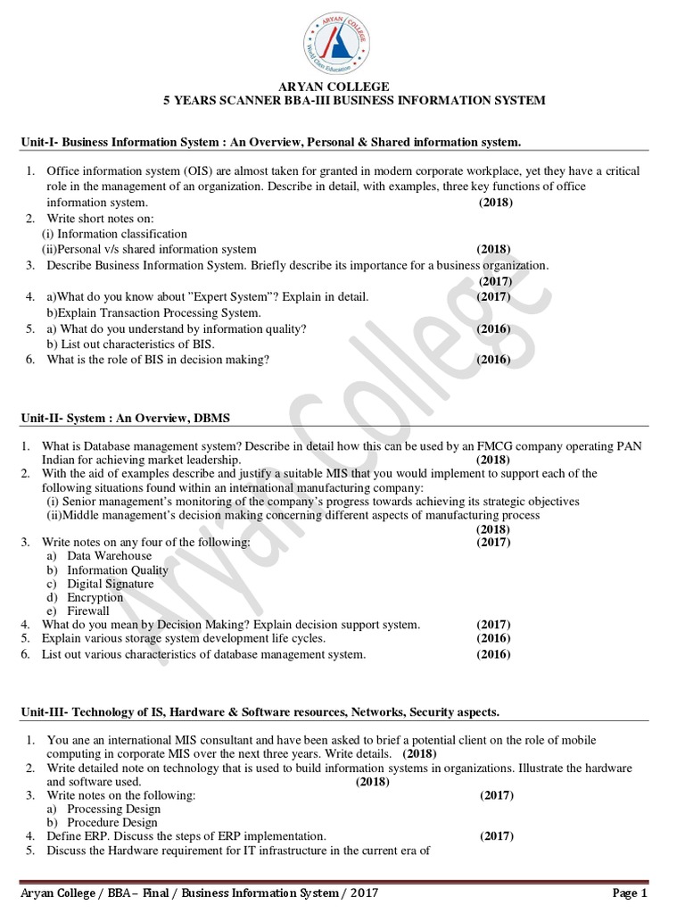 Bba Iii Bis | PDF | Management Information System | Information System