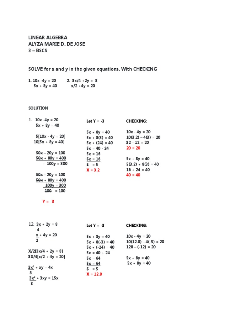 Linear Algebra Solutions | PDF