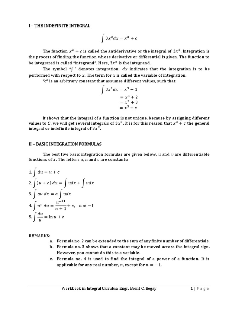 Integral Calculus Workbook | PDF | Trigonometric Functions | Integral