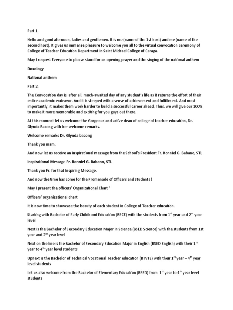 Script For Convocation | PDF