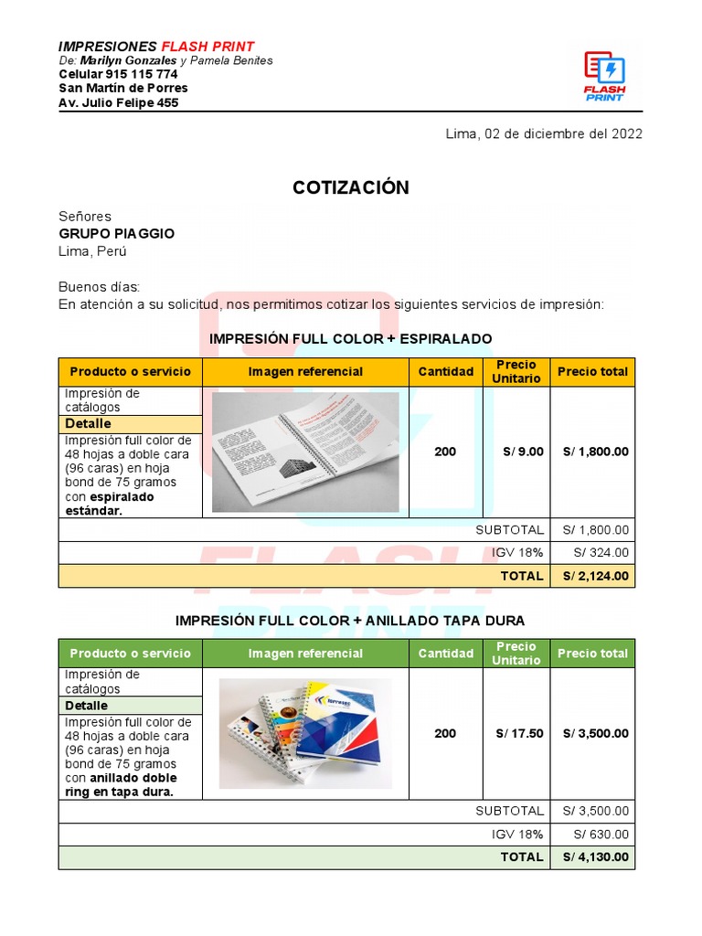Carta de Cotización | PDF