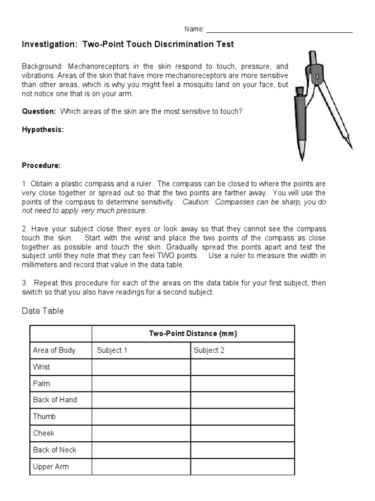 Investigation: Two-Point Touch Discrimination Test: Hypothesis | PDF
