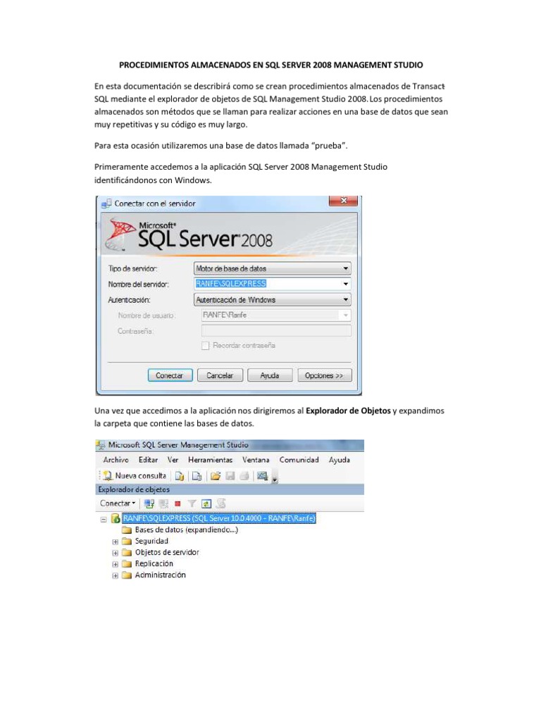 Procedimientos Almacenados en SQL Server Ranferi Palacios | PDF | Servidor SQL de Microsoft | SQL