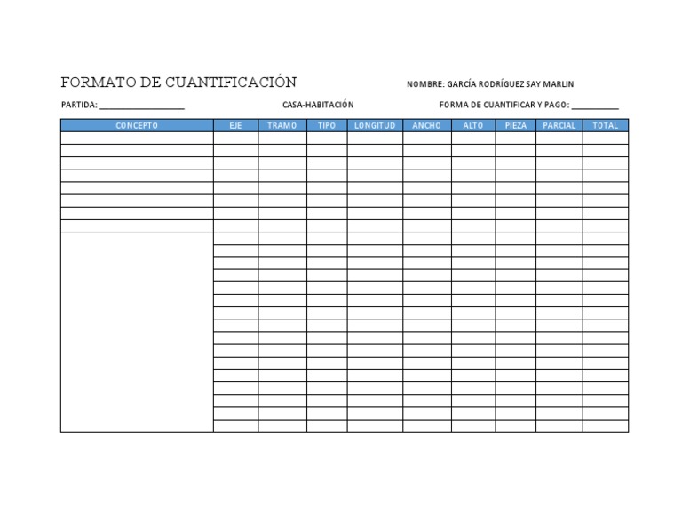 Formato de Cuantificación | PDF