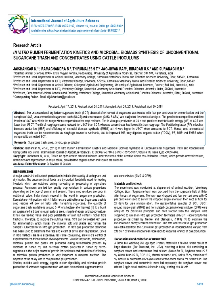 In Vitro Rumen Fermentation Kinetics and Microbial Biomass Synthesis of ...