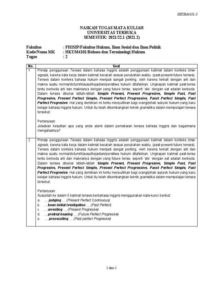 Soal Hkum4101 Tmk2 3 | PDF