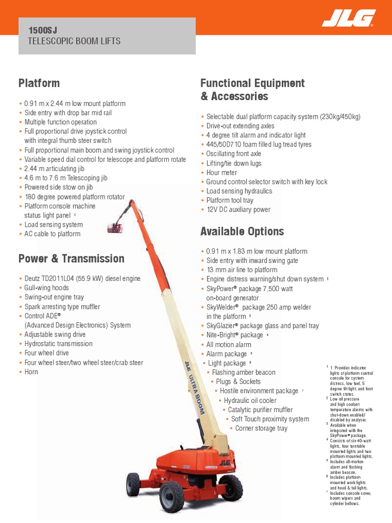 Platform Functional Equipment & Accessories: 1500SJ Telescopic Boom ...