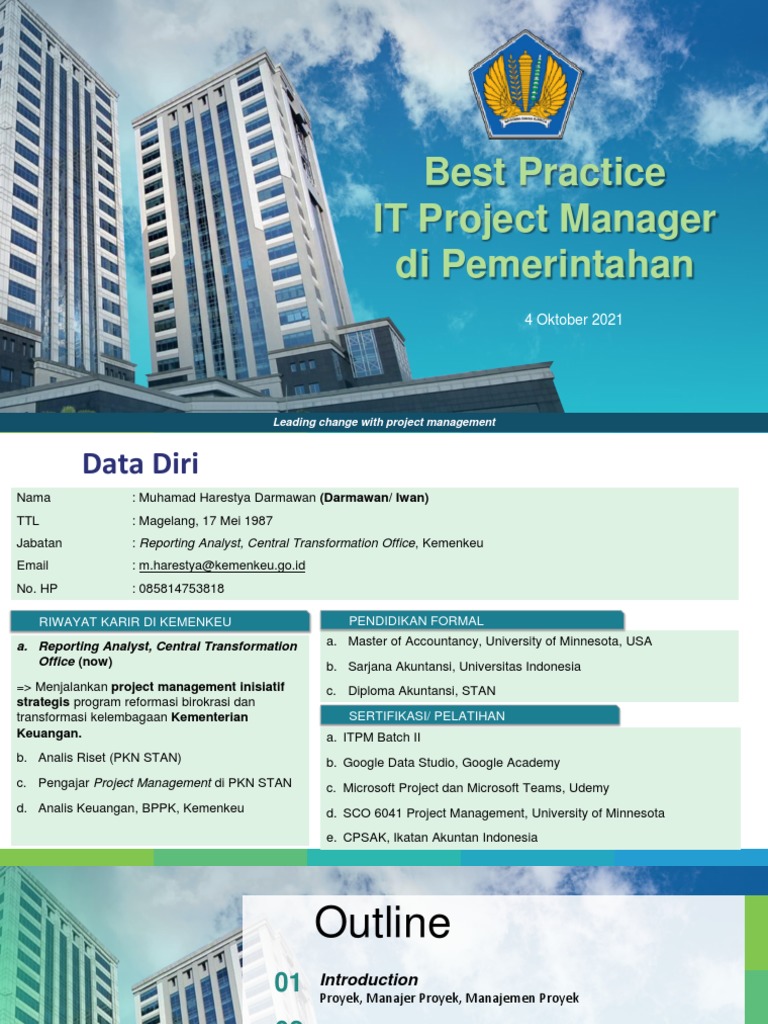 Best Practice IT Project Manager Di Pemerintahan - Batch III 2021 - Muhamad Harestya Darmawan | PDF