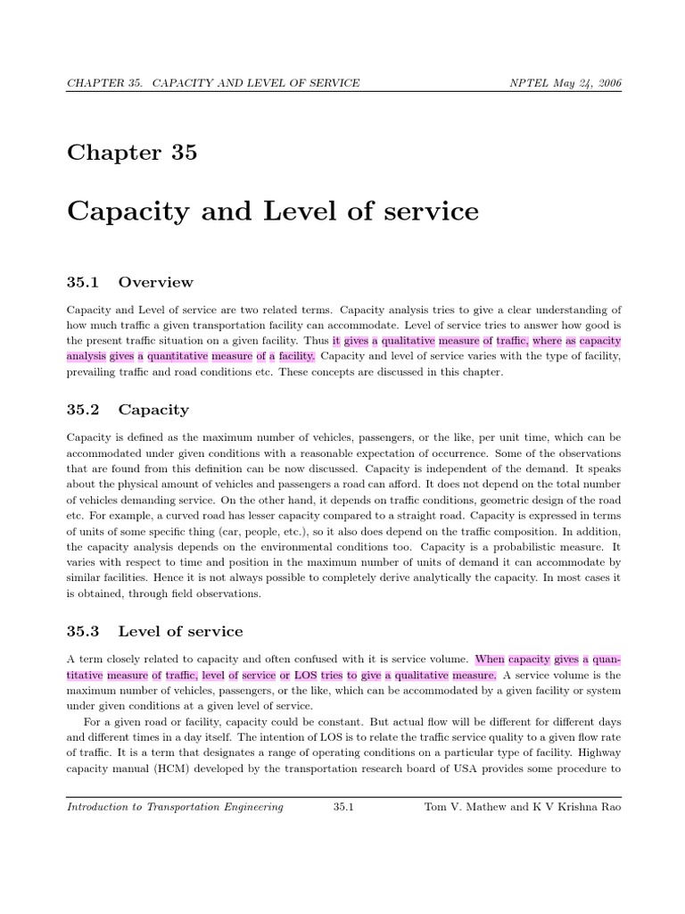 Capacity and Level of Service Overview | PDF | Traffic | Service Industries