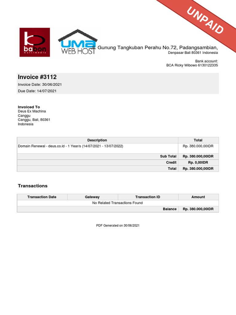Invoice 3112 | PDF | Indonesian Rupiah | Typographical Symbols