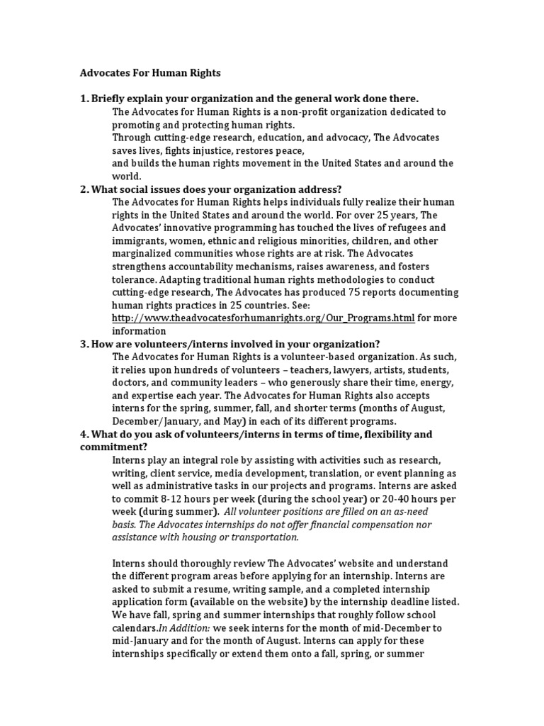 Advocates For Human Rights | PDF | Volunteering | Human Rights