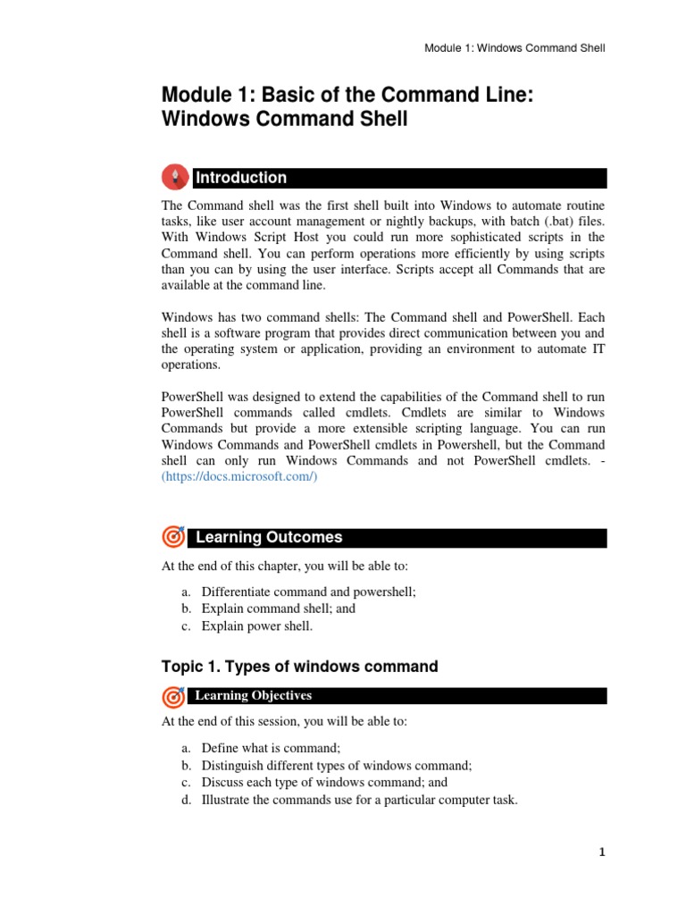 Module1-Command Shell 1 | PDF | Command Line Interface | Shell (Computing)