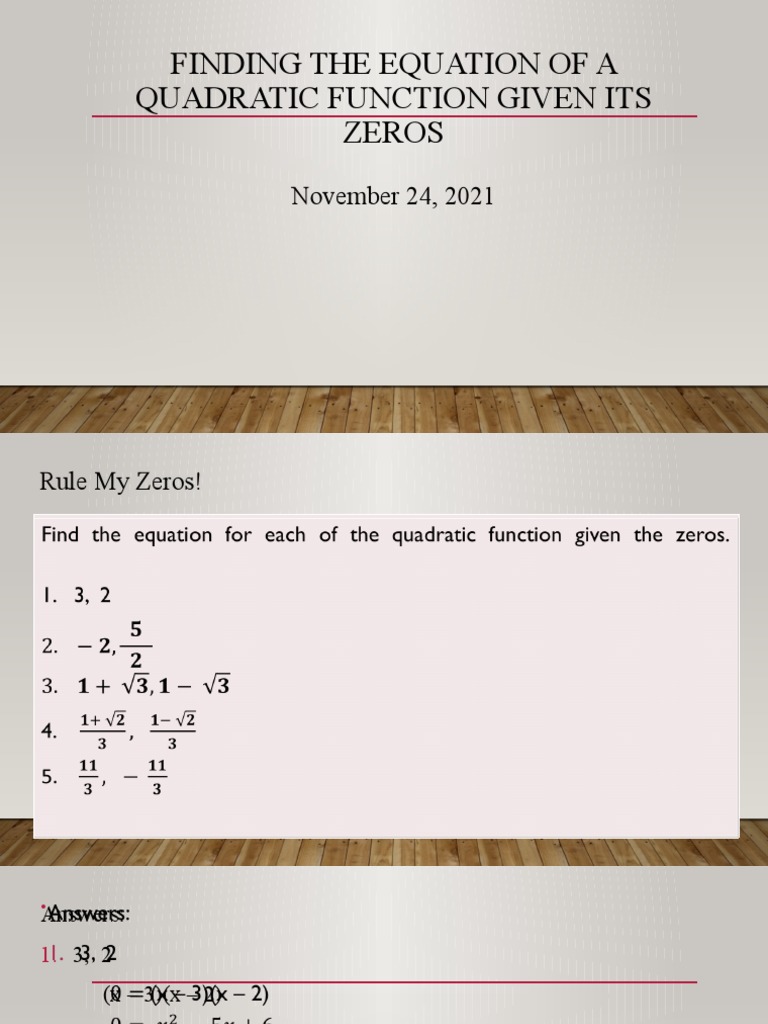 Determining Quadratic Equations From Their Roots A Step By Step Guide To Finding The Equation