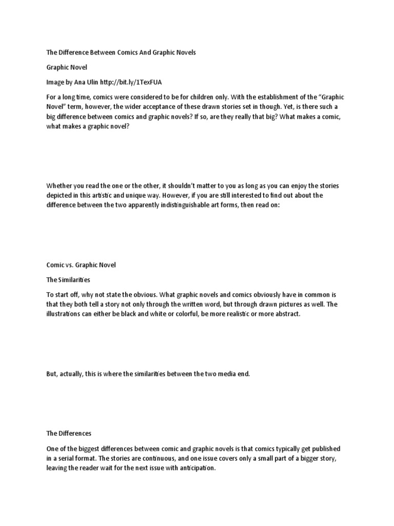 Comics Vs Graphic Novel | PDF | Comics | Books