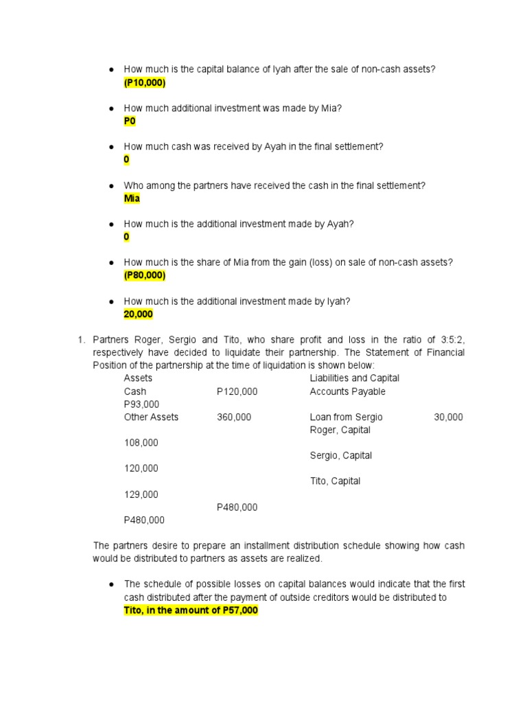 Partnership Liquidation Cash Distribution Guide | PDF | Business ...