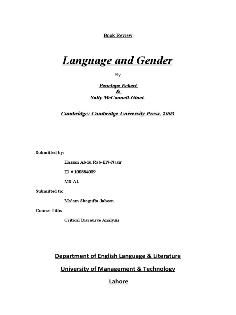Language and Gender: Cambridge: Cambridge University Press, 2003 | PDF ...