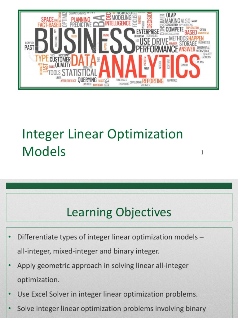 6.0 Integer Linear Optimization Models | PDF | Linear Programming | Mathematical Optimization