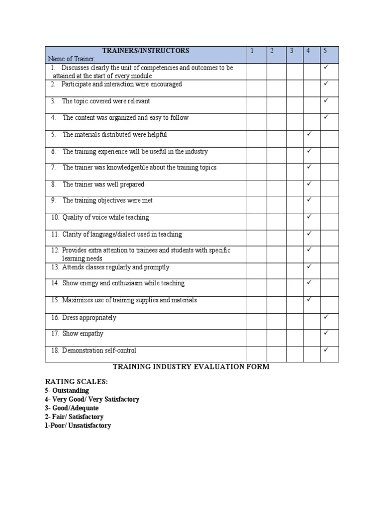 Trainer Evaluation Checklist | PDF | Competence (Human Resources ...