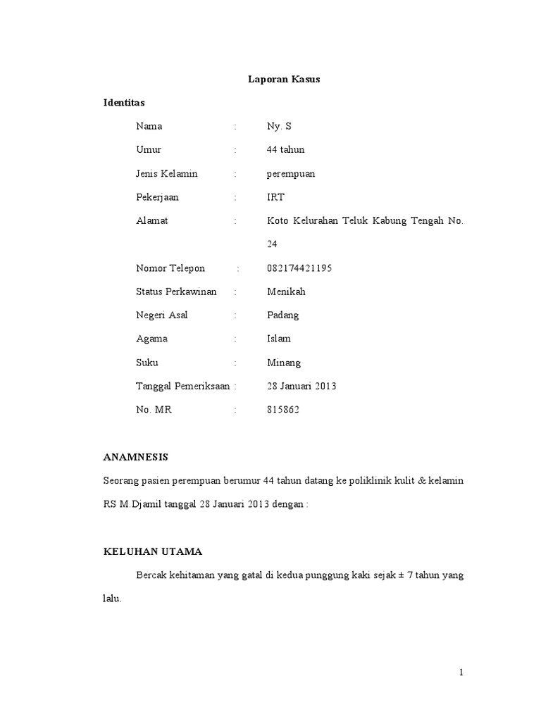 Laporan Kasus Identitas | PDF | Kesehatan Holistik