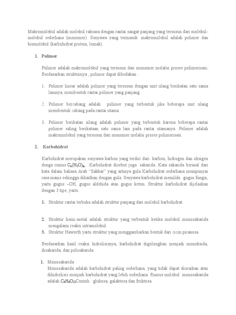 Struktur dan Jenis Makromolekul | PDF | Kesehatan Holistik