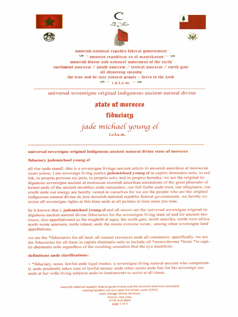 State of Morocco Fiduciary Document | PDF