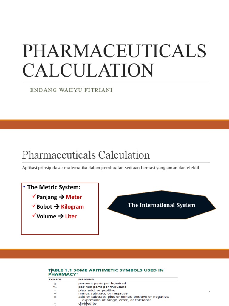 Pharmaceuticals Calculation | PDF