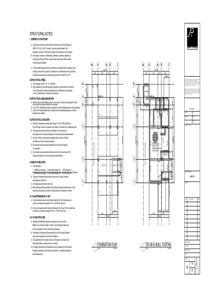 Structural Notes:: Foundation Plan TB/GB & Wall Footing | PDF