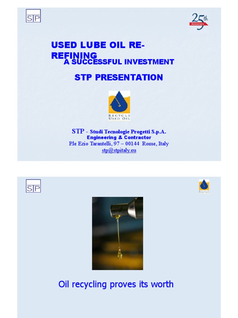 Used Lube Oil Re-Refining Process | PDF | Lubricant | Fuel Oil