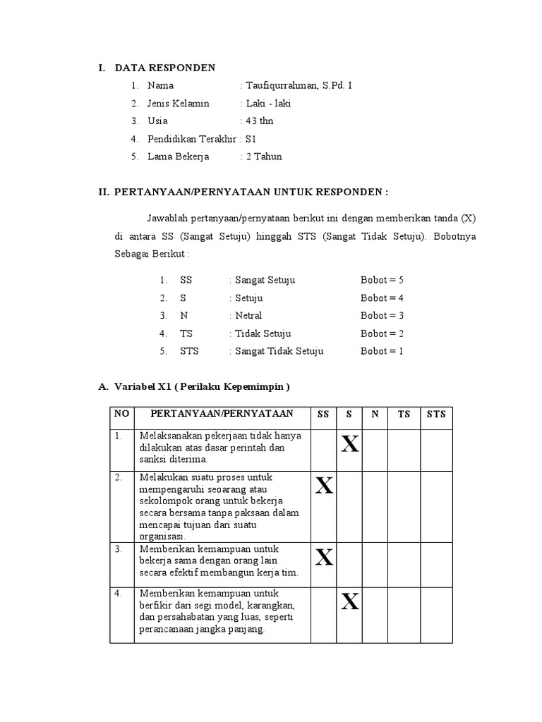 Data Responden Kuesioner Penelitian | PDF | Karier & Perkembangan ...