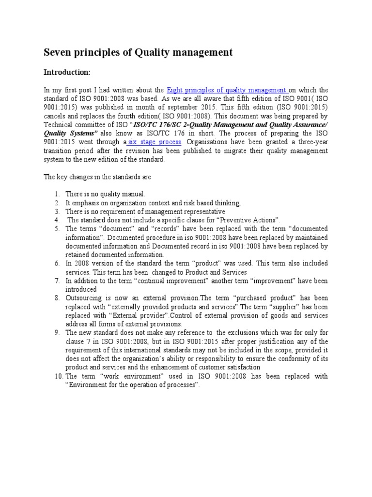 Seven Principles of QMS 9001 - 2015 | PDF | Quality Management | Iso 9000