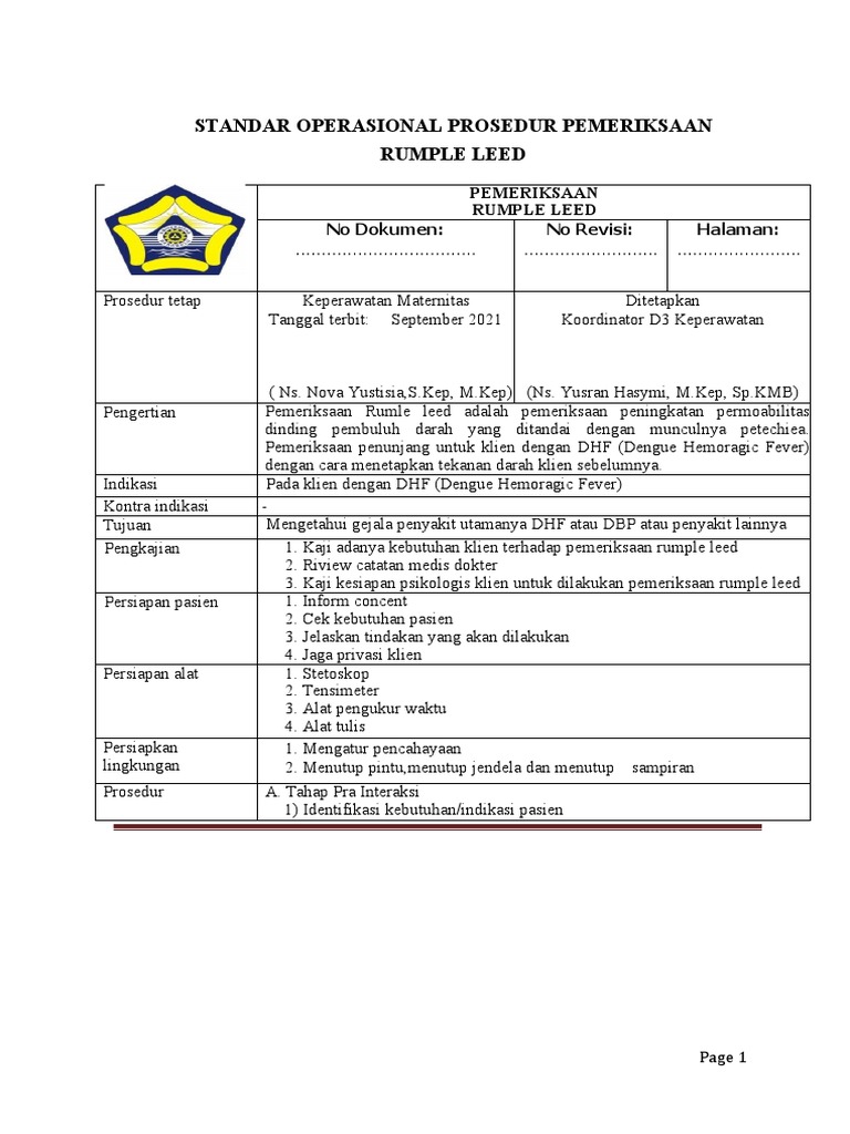 Prosedur Pemeriksaan Rumple Leed DHF | PDF | Kesehatan Holistik | Sains ...