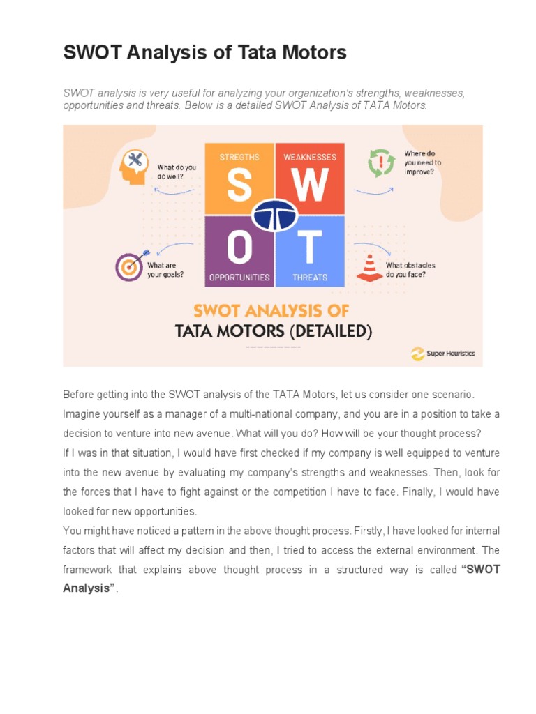 Tata Motor Swot | PDF | Swot Analysis | Economies