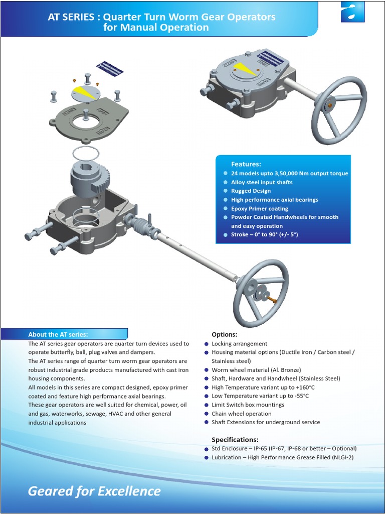 AT SERIES: Quarter Turn Worm Gear Operators For Manual Operation | PDF